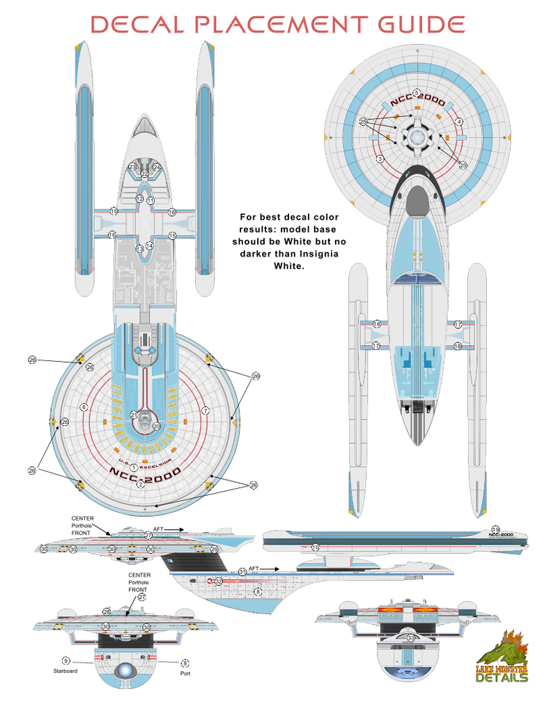 Excelsior Registry & Porthole Decals - 1:1000 – Lake Monster Details
